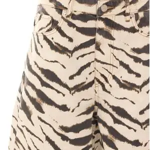 GANNI Lari Wide Jeans In Zebra Denim - Cream