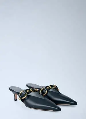 Balenciaga City Leather Mules - Black