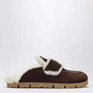 Prada Suede And Shearling Clogs