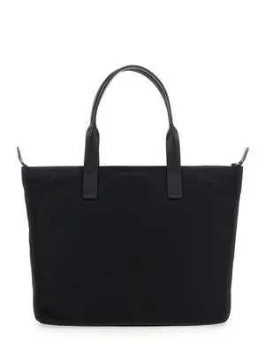 Dolce & Gabbana Tote Bag With Two Top Handles And Logo Plaque On The Front In Tech Fabric - Black