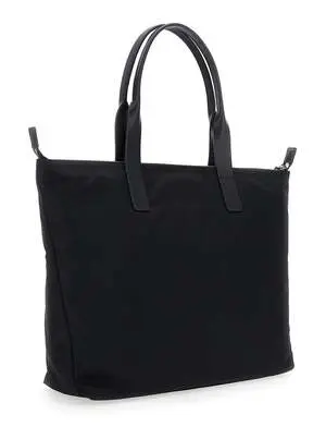 Dolce & Gabbana Tote Bag In Tech Fabric With Logo Plaque - Black
