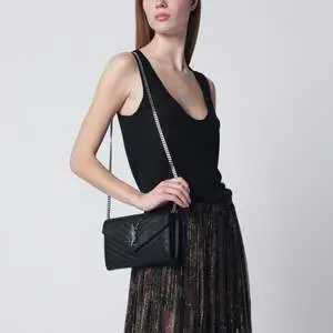 Saint Laurent Cassandre Chain Clutch - Black