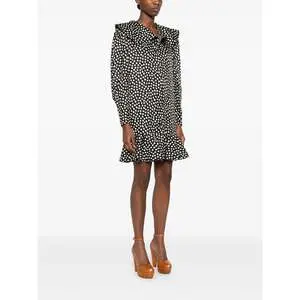 Chloé Polka Dot Ruffled Hem V-neck Long Sleeve Dress