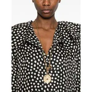 Chloé Polka Dot Ruffled Hem V-neck Long Sleeve Dress