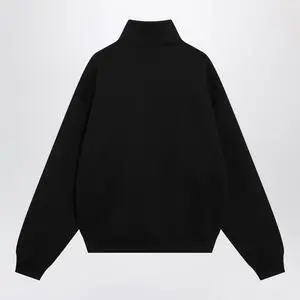 Jacquemus Zip-neck Sweatshirt With Gros Grain Logo - Black