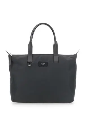 Dolce & Gabbana Grey Tote Bag With Two Top Handles And Logo Plaque On The Front In Tech Fabric - Gray