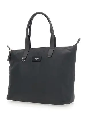 Dolce & Gabbana Grey Tote Bag With Two Top Handles And Logo Plaque On The Front In Tech Fabric - Gray