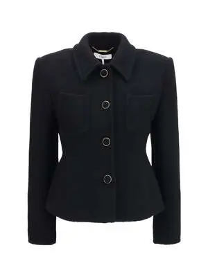 Chloé Cropped Single-breasted Blazer With Fabric Buttons