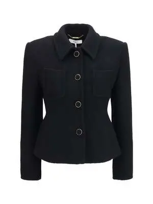 Chloé Cropped Single-breasted Tweed Blazer - Black