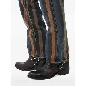 Versace Calf Leather Sylvester Texan Boots - Black