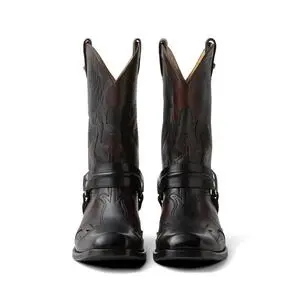 Versace Calf Leather Sylvester Texan Boots - Black