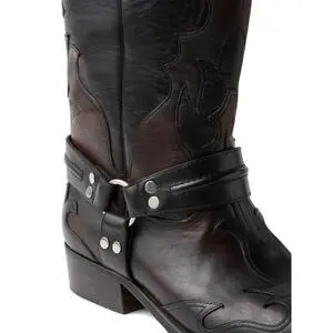 Versace Calf Leather Sylvester Texan Boots - Black