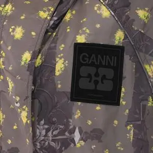 GANNI Printed Nylon Flyweight Jacket - Black