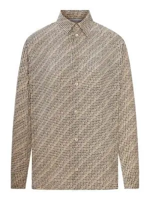 Balenciaga Monogram Silk Crepe Shirt - Multicolor