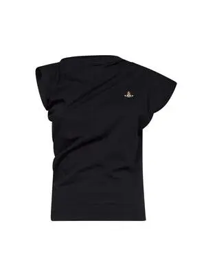 VIVIENNE WESTWOOD Black Cotton Jersey Hebo Draped Top - Multicolor