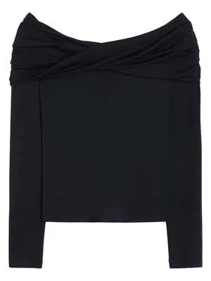 Max Mara Wool Off-the-shoulder Draped Top - Blue