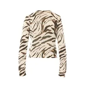 GANNI Zebra Printed Cardigan With Logo - Multicolor