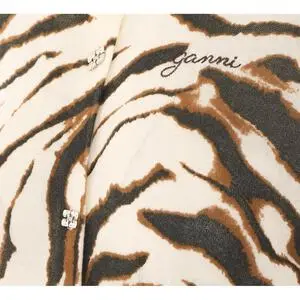 GANNI Zebra Printed Cardigan With Logo - Multicolor