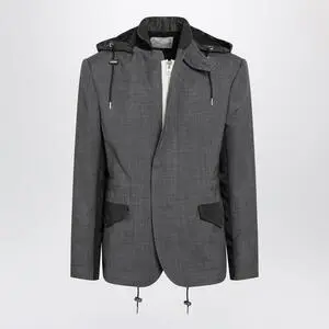Sacai Grey/khaki Wool And Nylon Jacket