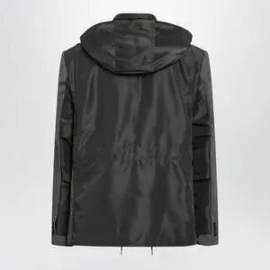 Sacai Grey/khaki Wool And Nylon Jacket