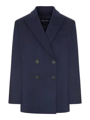 Giorgio Armani Double-breasted Wool Blazer - Blue