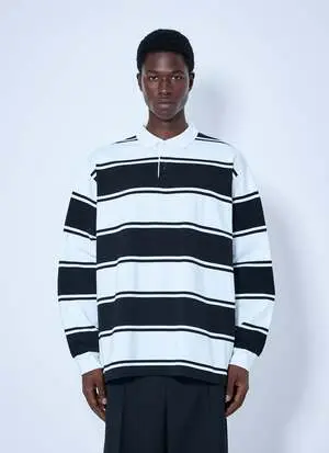 Balenciaga Striped Logo-patch Polo Shirt - Black