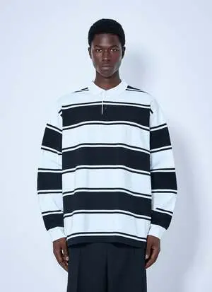Balenciaga Striped Logo-patch Polo Shirt - Black