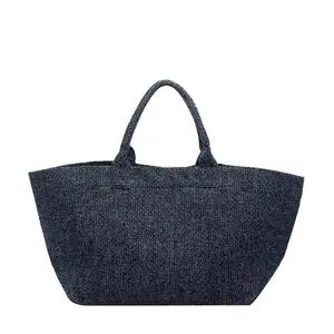 GANNI Tweed Denim Shopper Bag - Blue