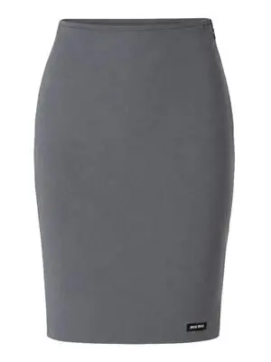 Miu Miu Stretch Poplin Pencil Skirt - Gray