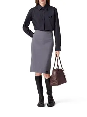 Miu Miu Stretch Poplin Pencil Skirt - Gray