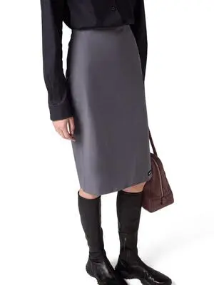 Miu Miu Stretch Poplin Pencil Skirt - Gray