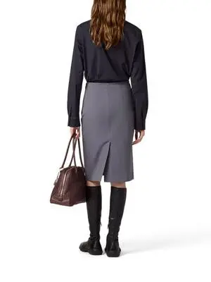 Miu Miu Stretch Poplin Pencil Skirt - Gray