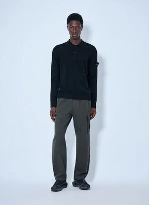 Stone Island Long Sleeve Polo Knit - Black
