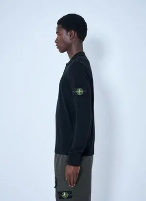 Stone Island Long Sleeve Polo Knit - Black