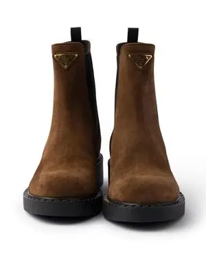 Prada Suede Chelsea Boots - Brown