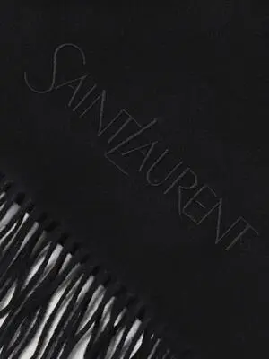 Saint Laurent Cashmere Scarf With Embroidered Logo