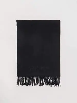 Saint Laurent Cashmere Scarf With Embroidered Logo - Black