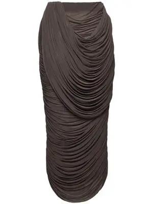 Magda Butrym Cupro Midi Skirt - Brown