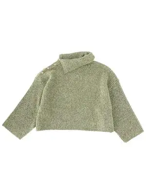 GANNI Sweater With Side Button Closure - Green