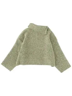 GANNI Sweater With Side Button Closure - Green