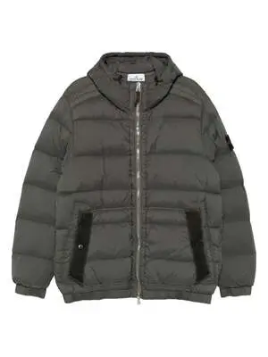 Stone Island Padded Down Jacket With Hood - Gray