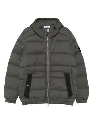 Stone Island Padded Down Jacket With Hood - Gray
