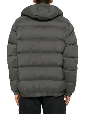 Stone Island Padded Down Jacket With Hood - Gray