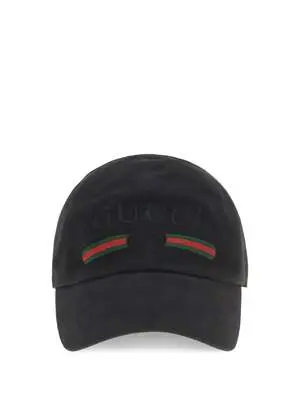 Gucci Cotton Baseball Cap With Embroidery - Black