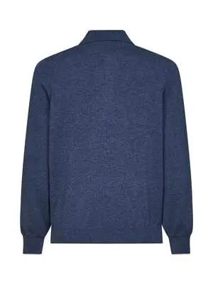 Brunello Cucinelli Denim Cashmere Knit Polo Shirt - Multicolor