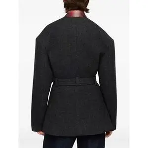 GANNI Wool Single-button Belted Jacket - Gray