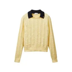 Versace Cable-knit Jumper With Contrast Collar - Yellow