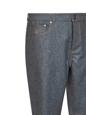 Brunello Cucinelli Virgin Wool Flannel Trousers - Multicolor
