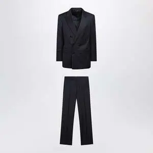 TOM FORD Navy Double-breasted Wool Suit - Blue