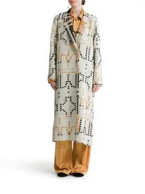FORTE_FORTE Long Embroidered Jacquard Coat